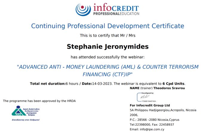 ADVANCED ANTI-MONEY LAUNDERING (AML) SEMINAR 2023 | S. JERONYMIDES & CO ...